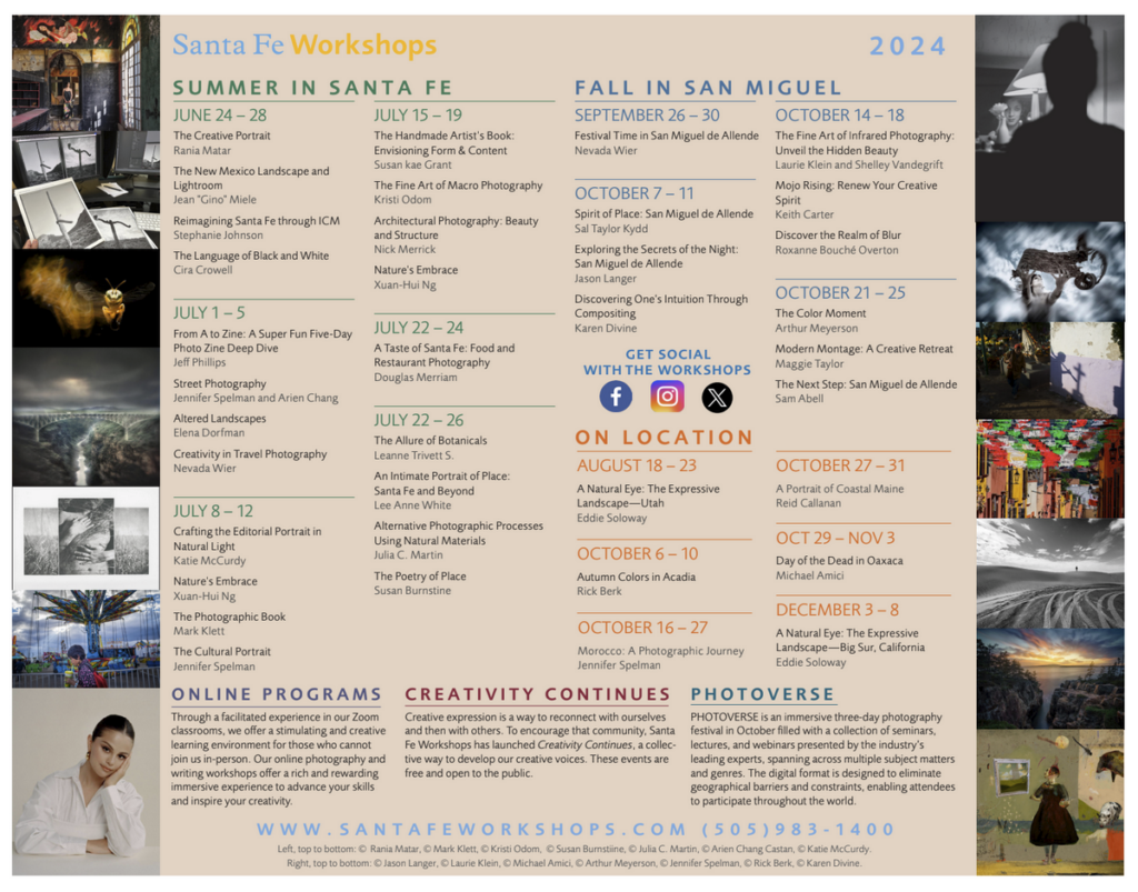Calendar for Upcoming Workshops - Santa Fe Workshops